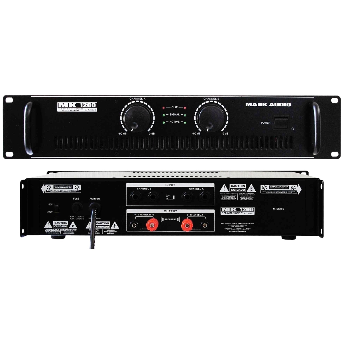Amplificador de Potência Mark Audio MK1200 200W RMS - Amplificador de ...